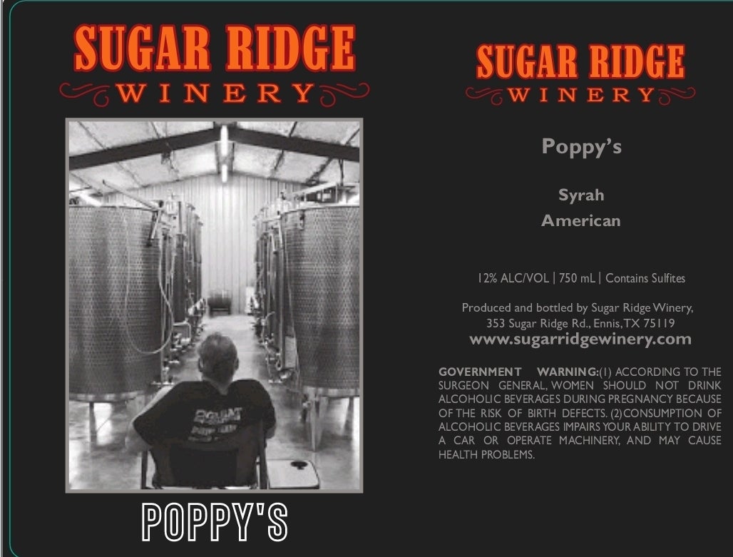 Poppy's Syrah | Sugar Ridge Winery